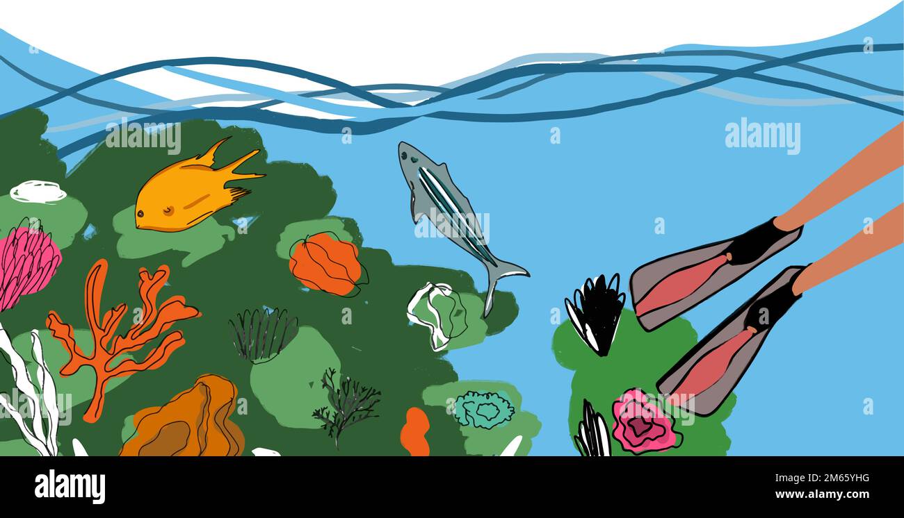 Colourful underwater ocean Stock Vector Images - Alamy