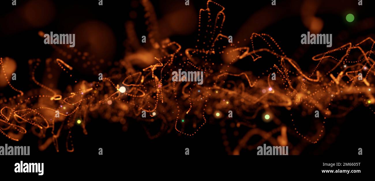 A 3D rendered background of an abstract digital wave of orange ...