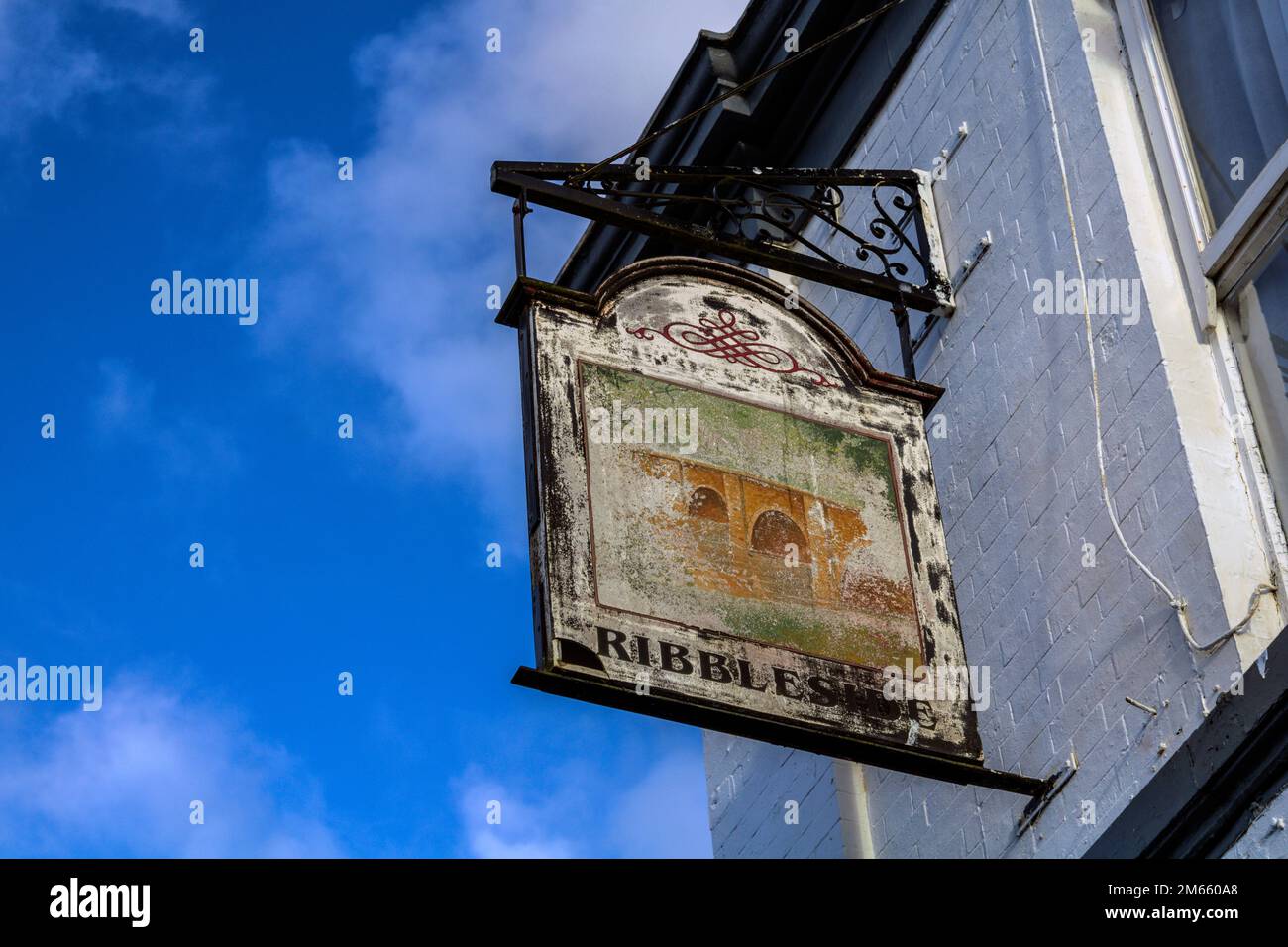 The Ribbleside pub sign. Broadgate, Preston Stock Photo - Alamy