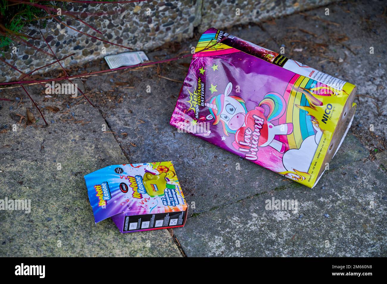 Berlin, Germany - January 1, 2023: Remains of a New Year's Eve ...