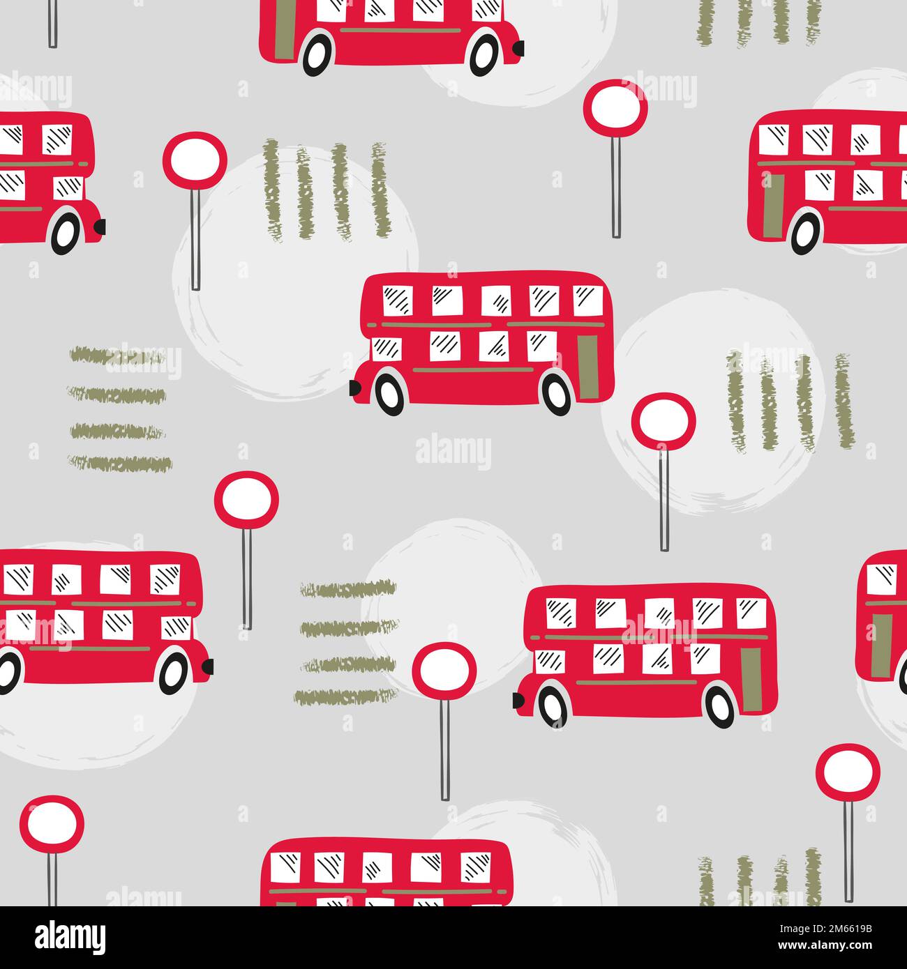 Seamless red London bus pattern. Baby cartoon print Stock Vector Image ...