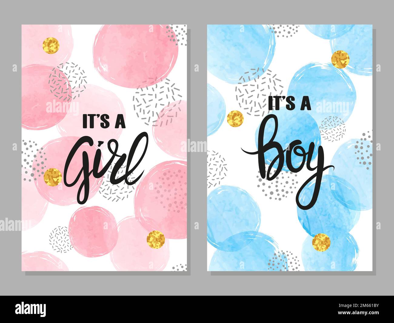 Baby shower card set. Watercolor invitation cards design for baby ...