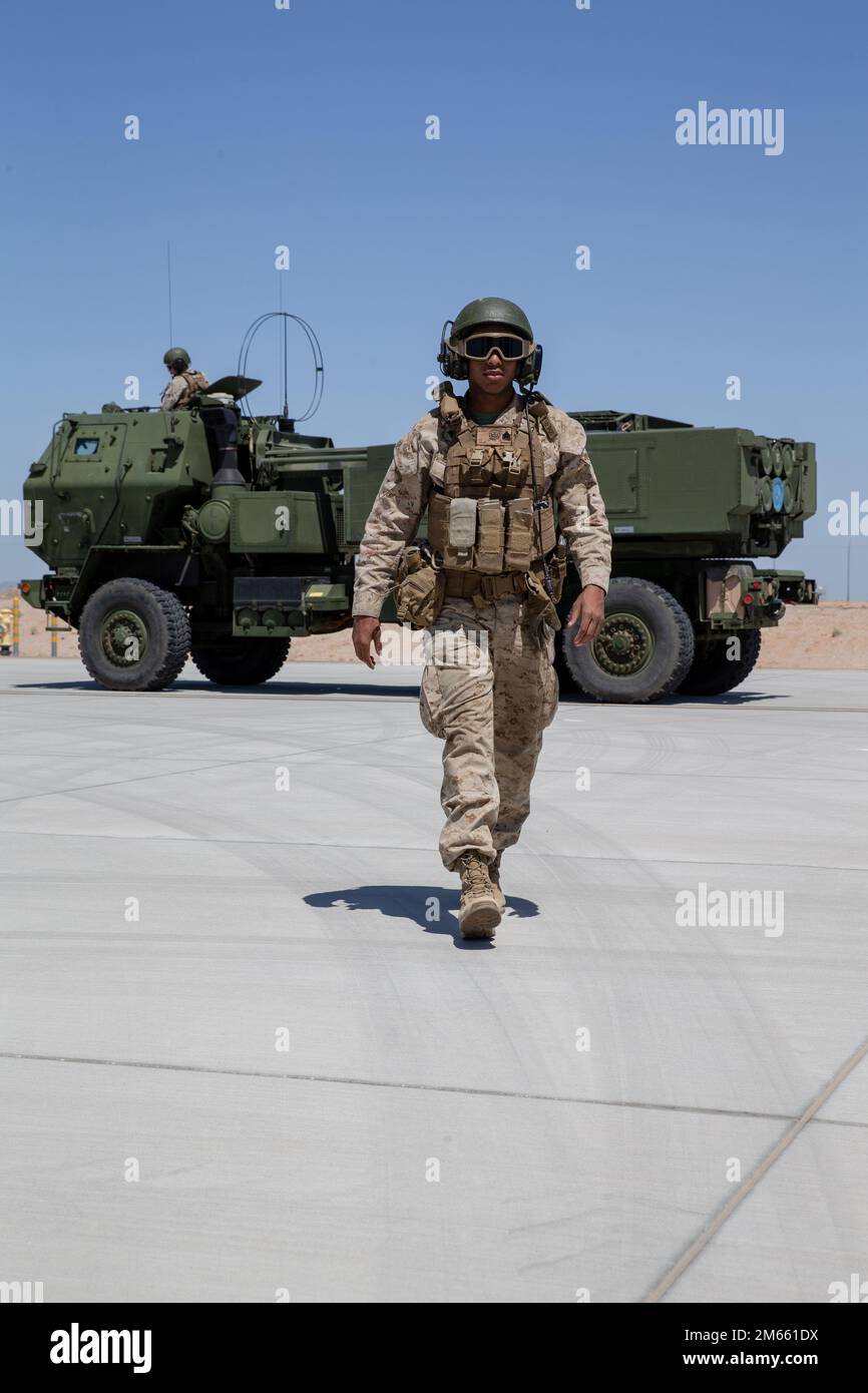 U.S. Marine Corps Sgt. Ben Willis, a M142 High Mobility Artillery ...