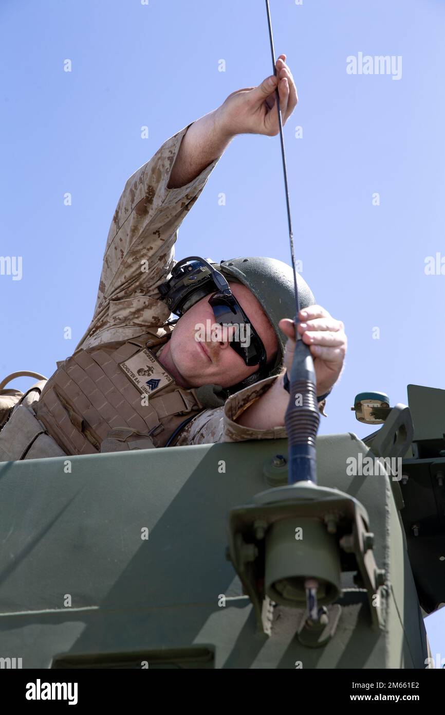 U.S. Marine Corps Sgt. Samuel Schouten, a M142 High Mobility Artillery ...