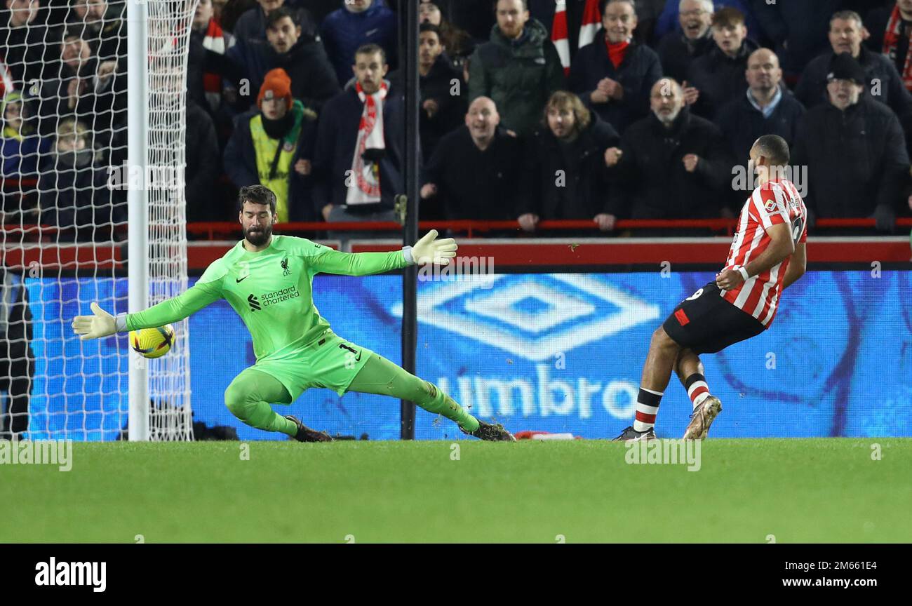 London, UK. 2nd Jan, 2023. Bryan Mbeumo of Brentford scores their third ...