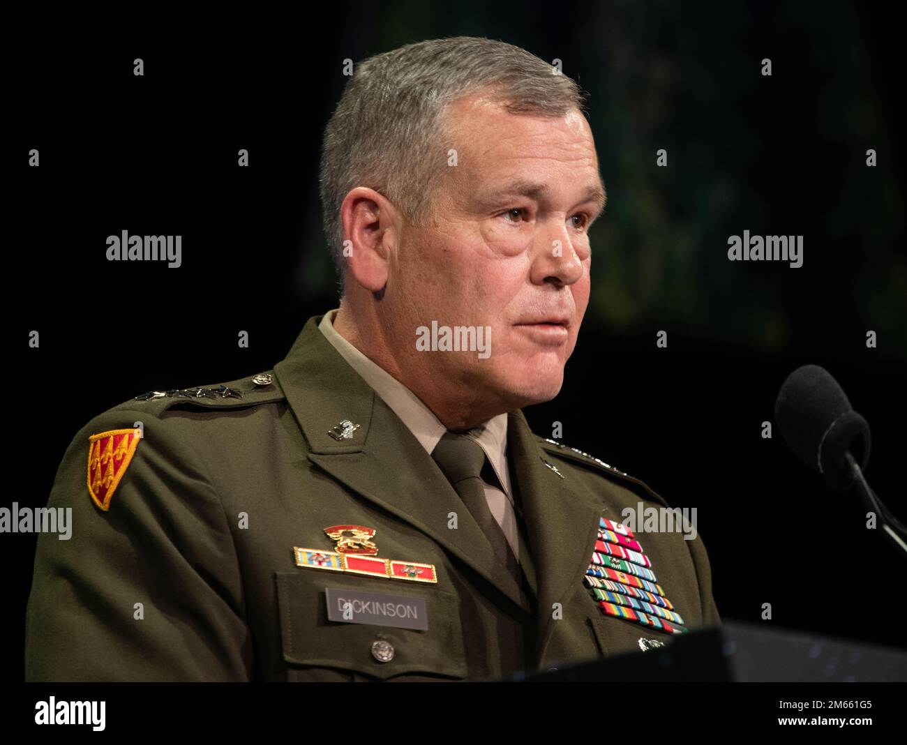 U.S. Army Gen. James Dickinson, U.S. Space Command commander, speaks to ...