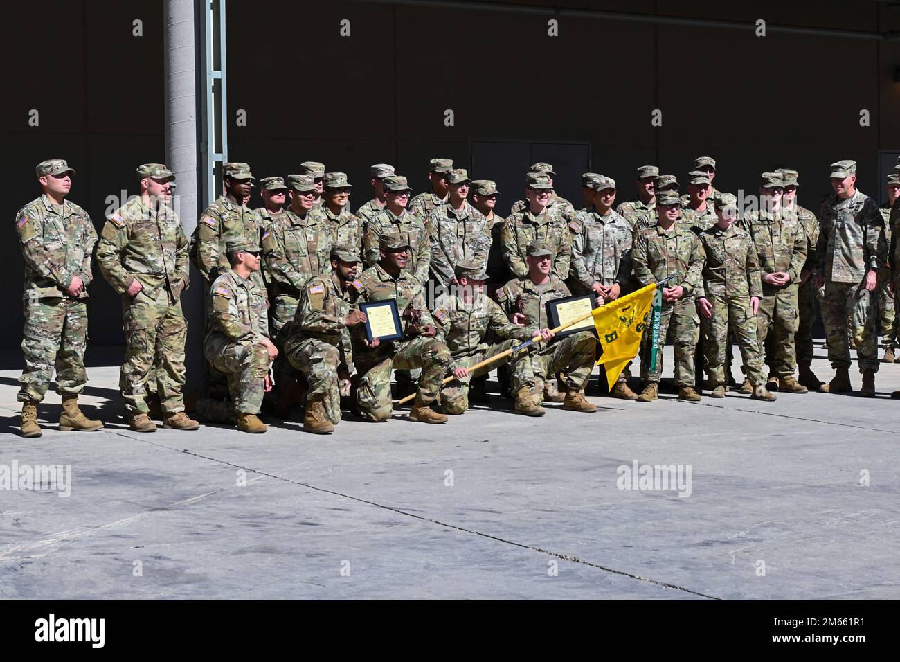 Capt. Marquis Morris, company commander, and 1st Sgt. Ryan Meek, with ...
