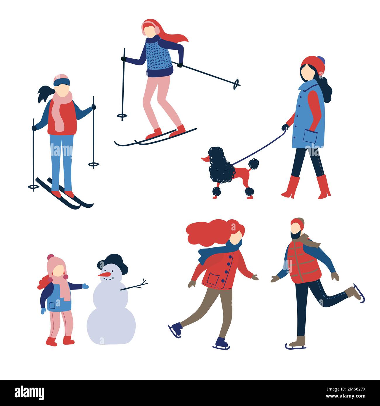 Set of winter activity. People involved in winter sport. Vector ...