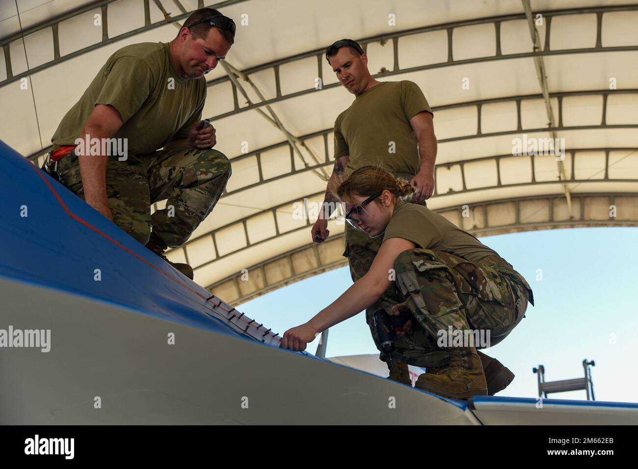 U.S. Air National Guard Staff Sgt. Alex Hickman (left), 114th Aircraft ...