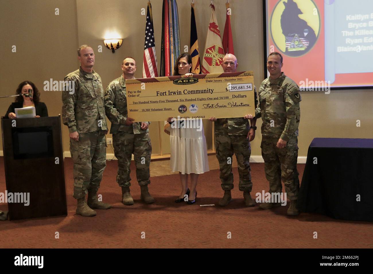 Brig Gen. Curt Taylor, Command Sgt. Maj. Brian Haydt, Jessica Costas, Col. Jason Clarke and ...
