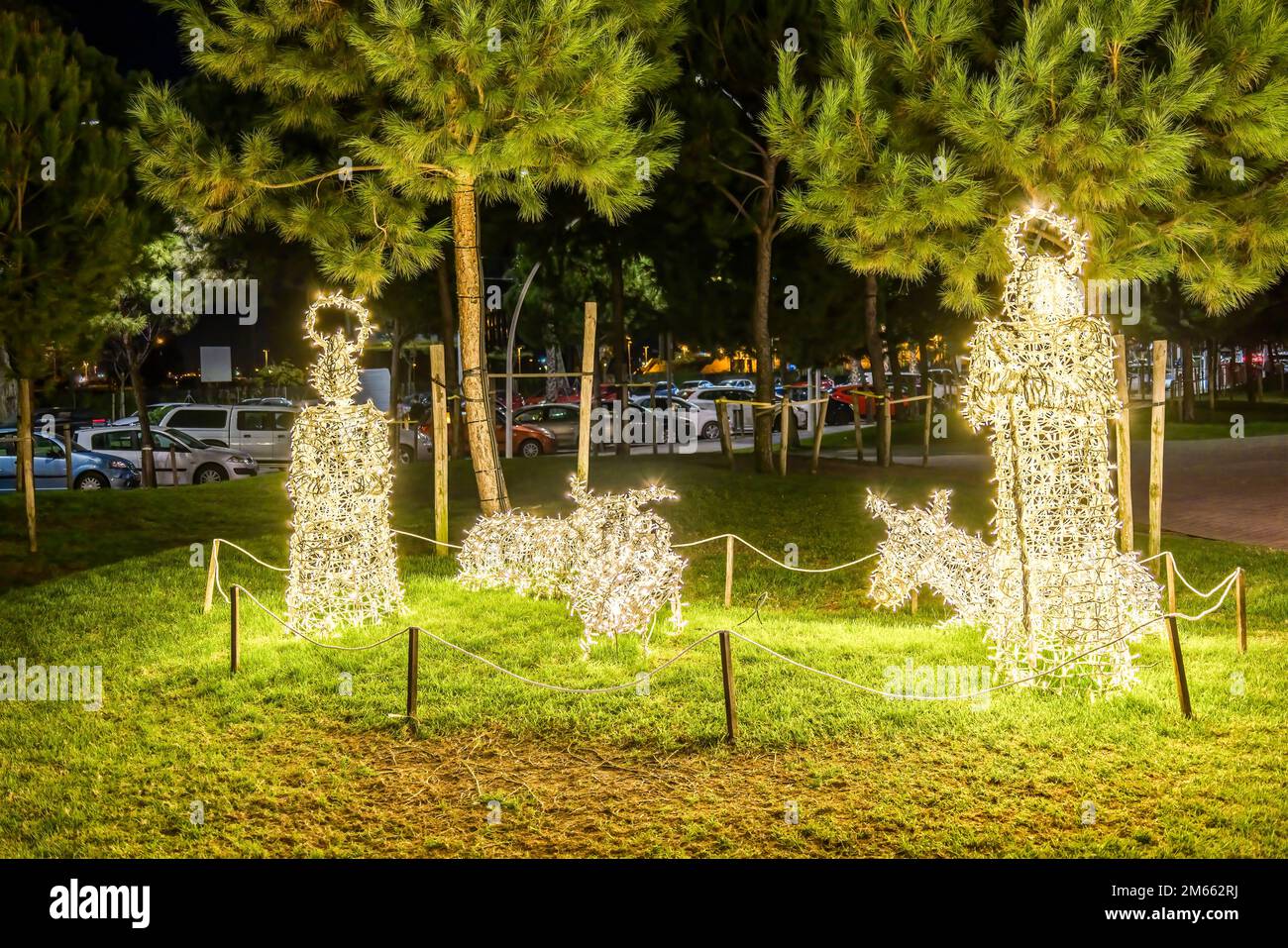 Christmas decoration on the Huelva promenade representing the Nativity ...