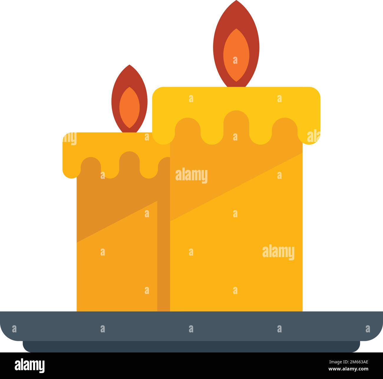 Cozy home burning candles icon flat vector. Interior room. Cute work ...