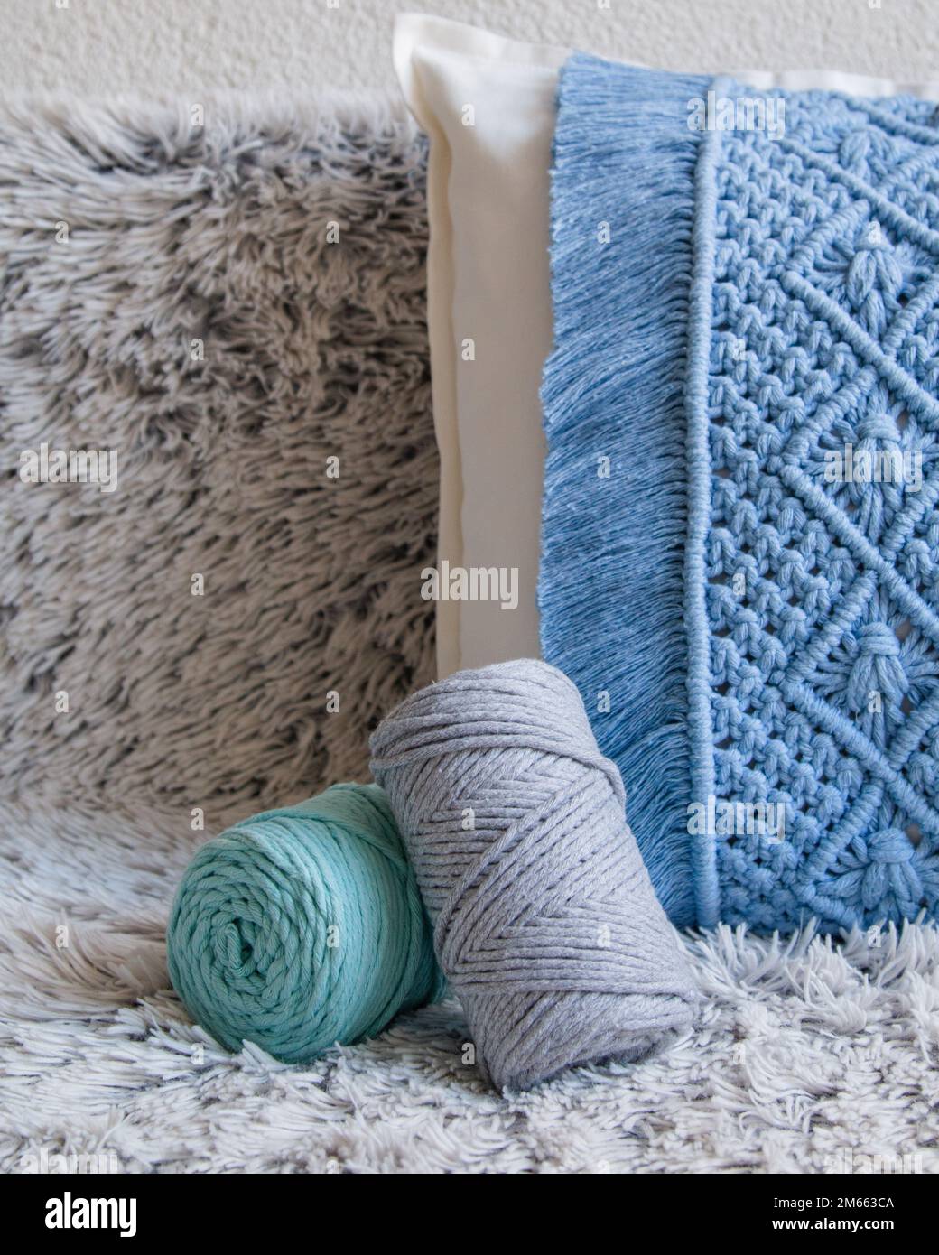 Boho interior with macrame design Stock Photo - Alamy