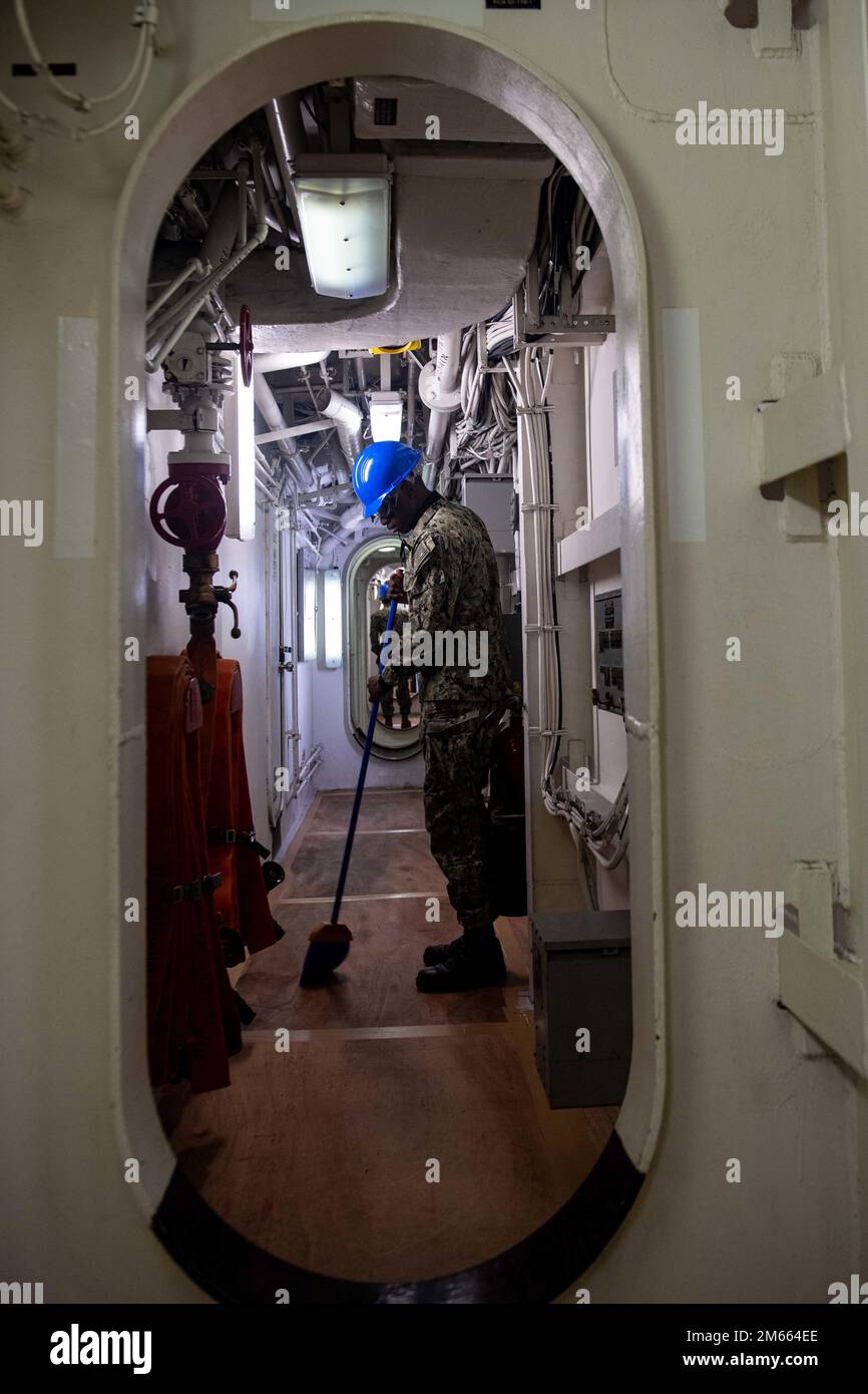 SASEBO, Japan (April 5, 2022) Yeoman Seaman Apprentice Romeo Jenkins ...