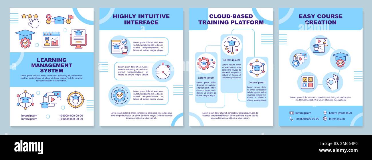 Learning management system guideline blue brochure template Stock ...