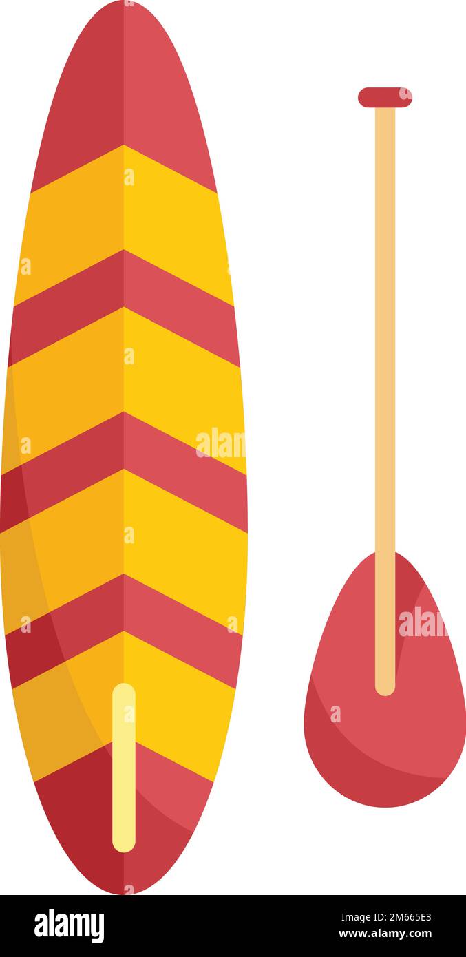 Hawaii sup surf icon flat vector. Paddle board. Stand up isolated Stock ...