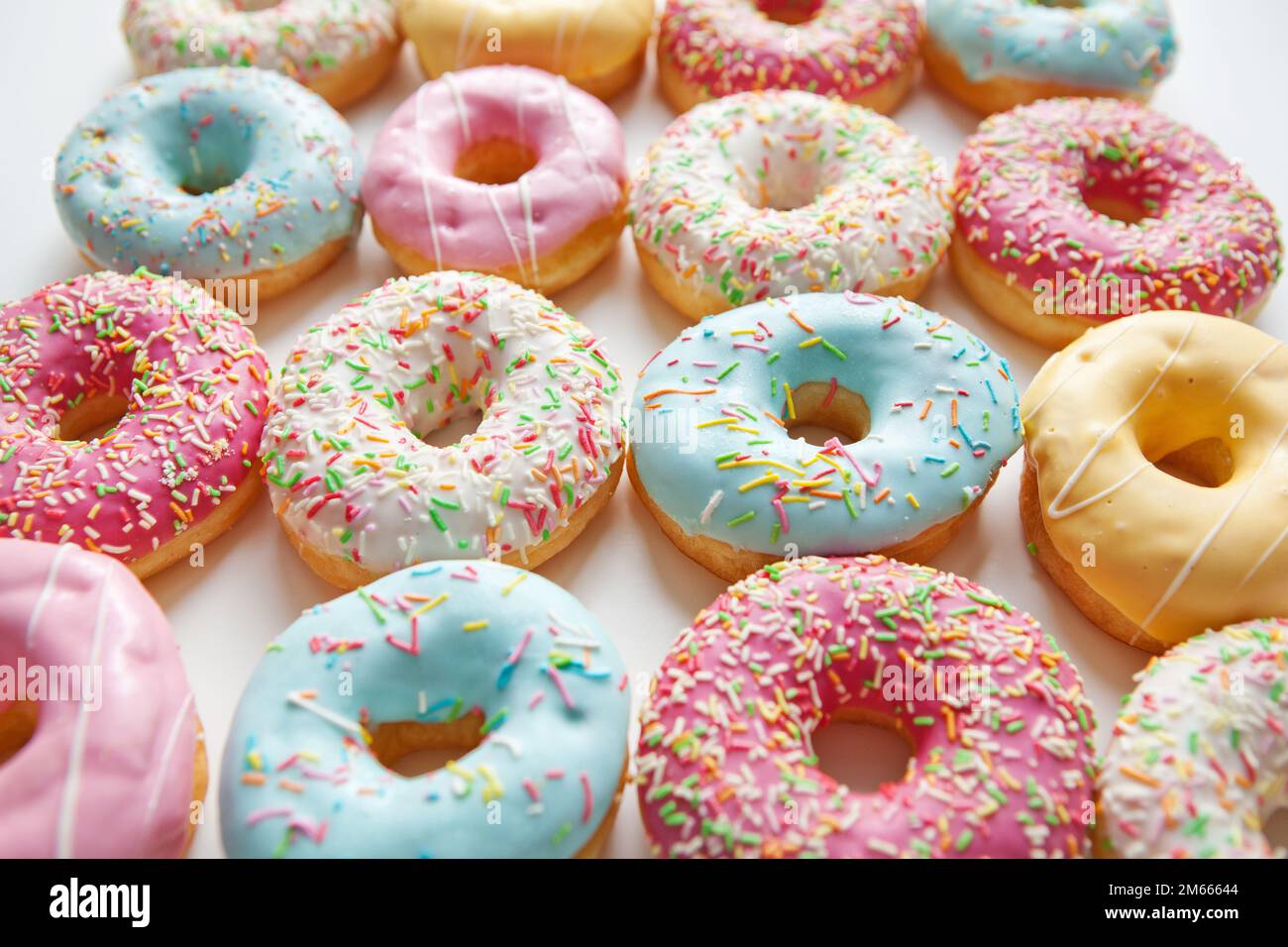 Variety Color delicious doughnut isolated on white background Stock ...