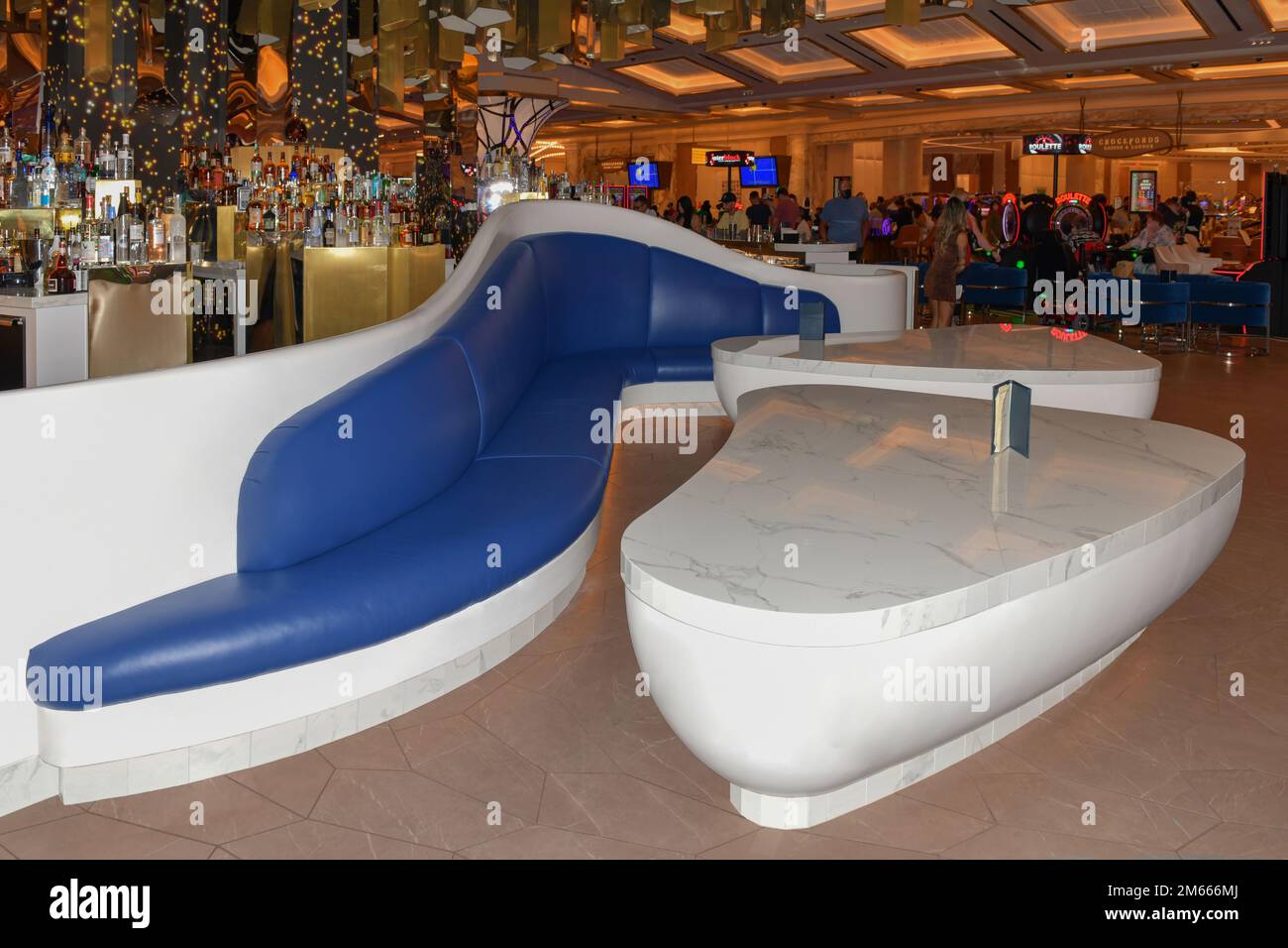 Nevada USA 09-5-21 An exotic curved sofa surrounds The Crystal bar in ...