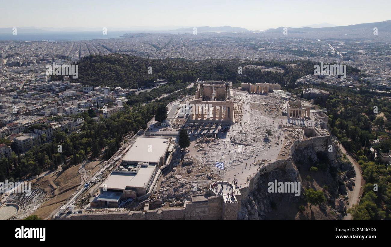 A drone shot of the Acropolis of Athens in Greece Stock Photo - Alamy