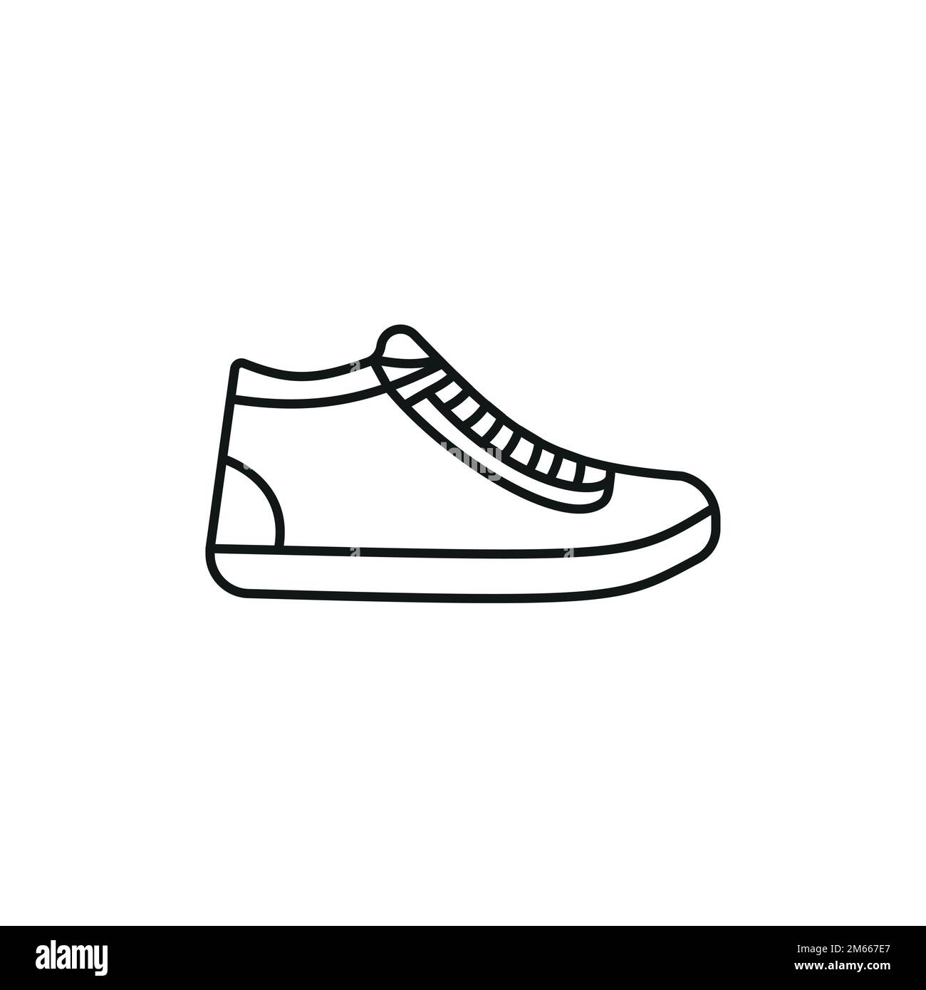 Black and white contour vector illustration of shoes. sneakers, unisex ...