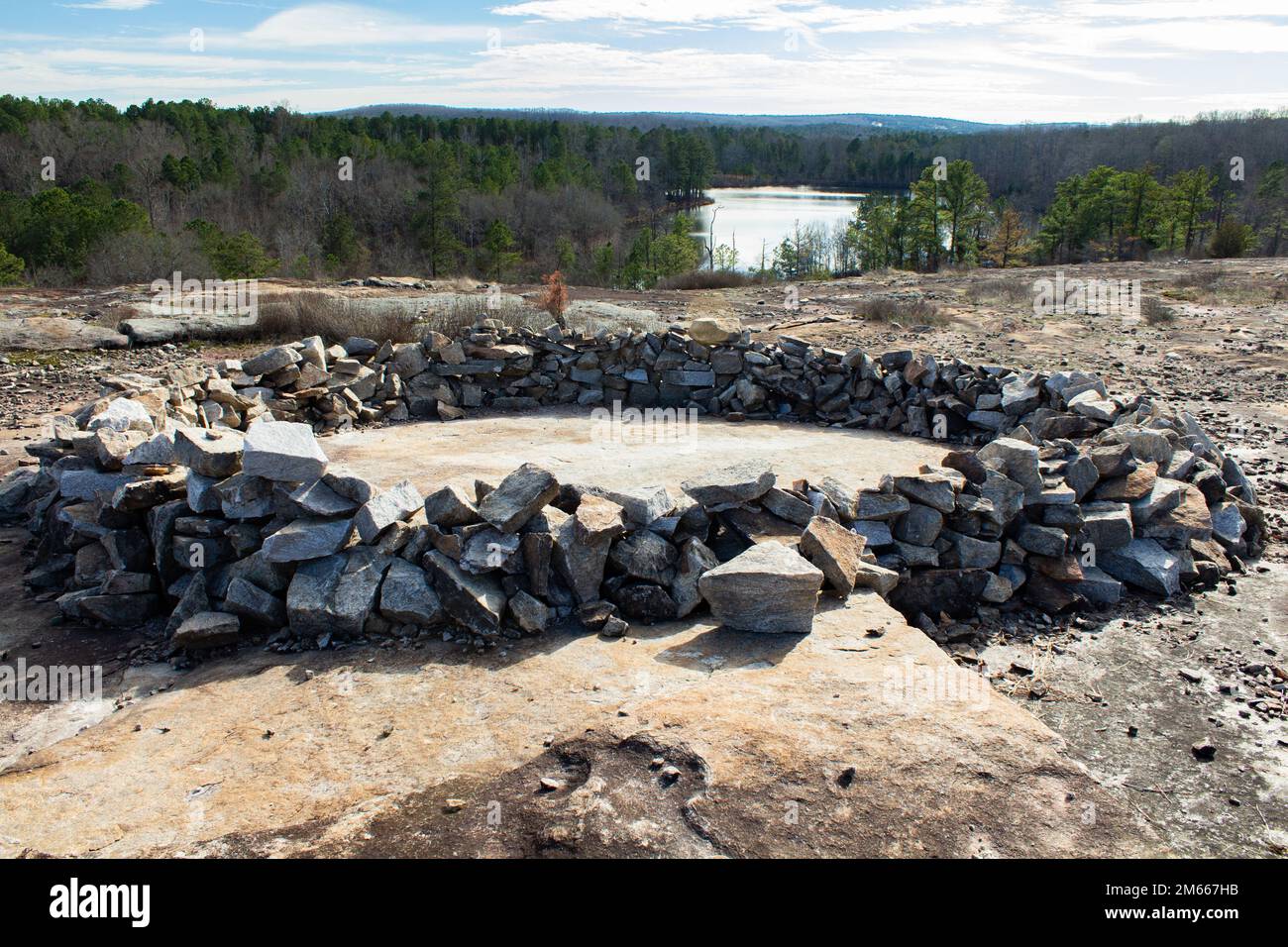 Stone circle on granite with a lake behind Atlanta, Georgia. (USA Stock ...