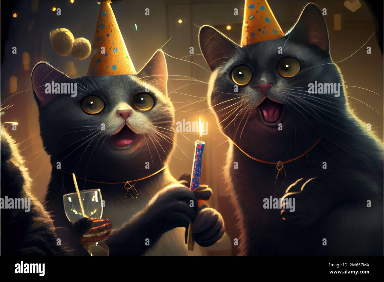 Cat celebrating, party time Stock Photo - Alamy