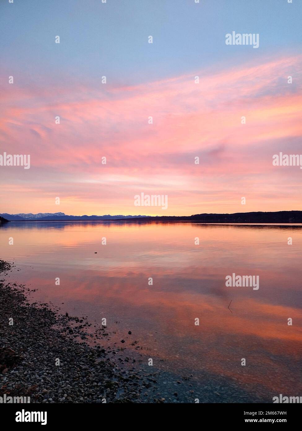 Beautiful sunset at Lake Starnberg Stock Photo - Alamy