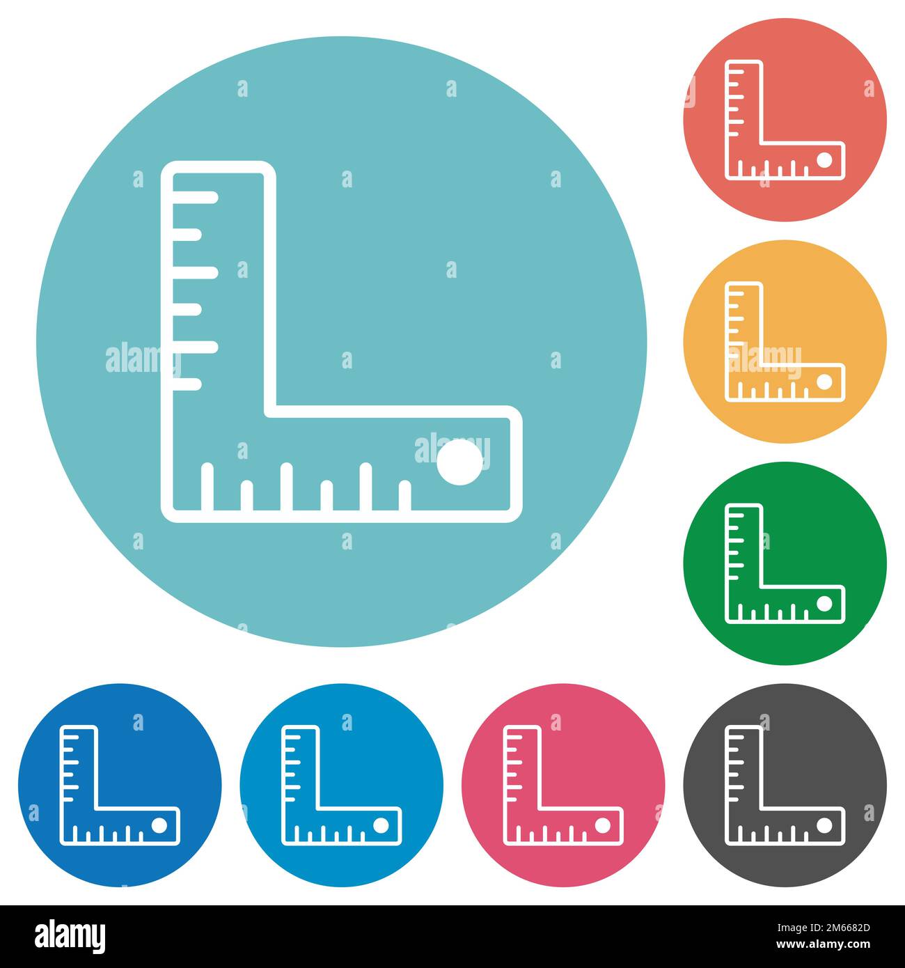 measurement tool outline flat white icons on round color backgrounds ...