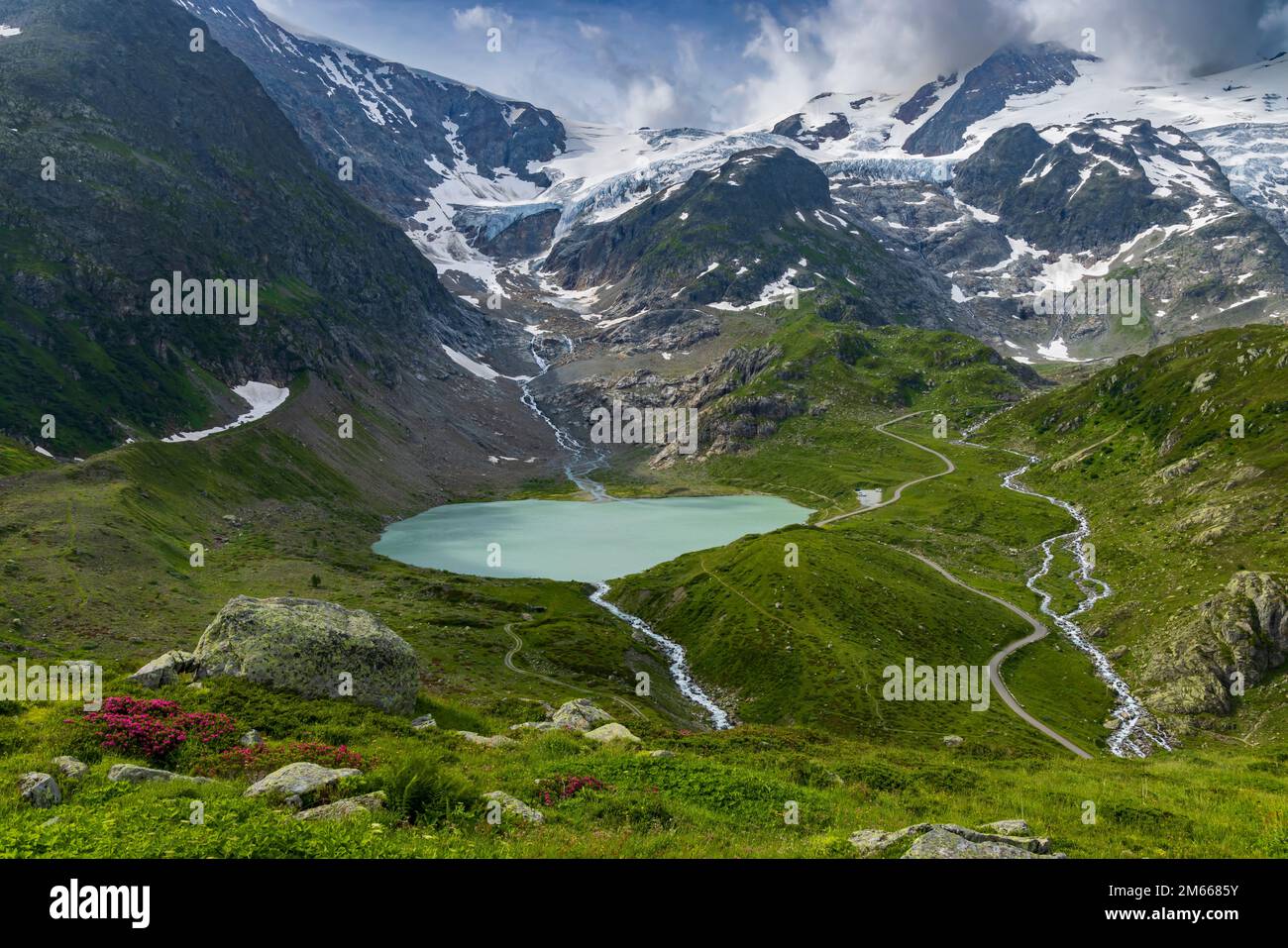 Typical alpine landscape of Swiss Alps with Steinsee, Urner Alps ...
