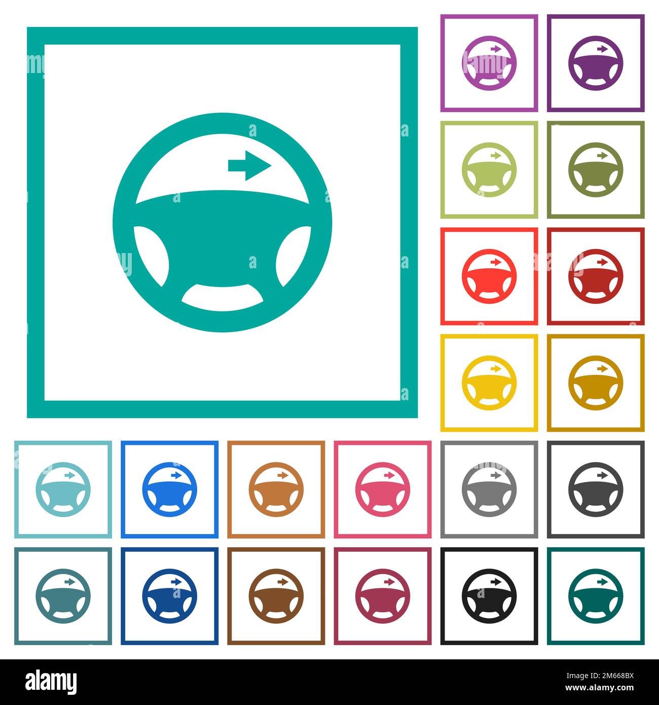 Car turn right signal dashboard light flat color icons with quadrant ...