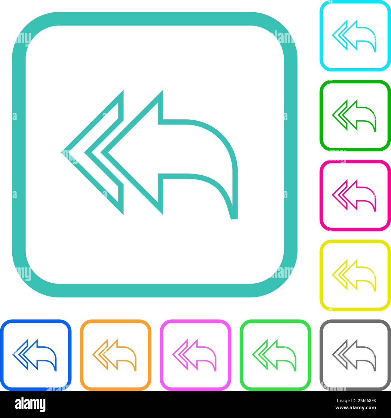 Reply to all recipients outline vivid colored flat icons in curved ...