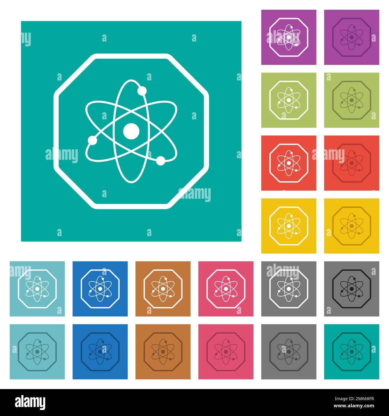 Octagon shaped nuclear energy sanction sign outline multi colored flat ...