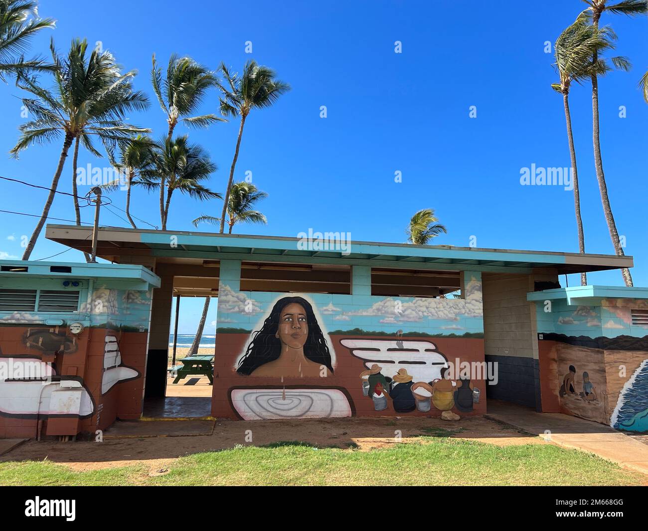 Mural at Saltpond Beach in Hanapepe on Maui Stock Photo - Alamy