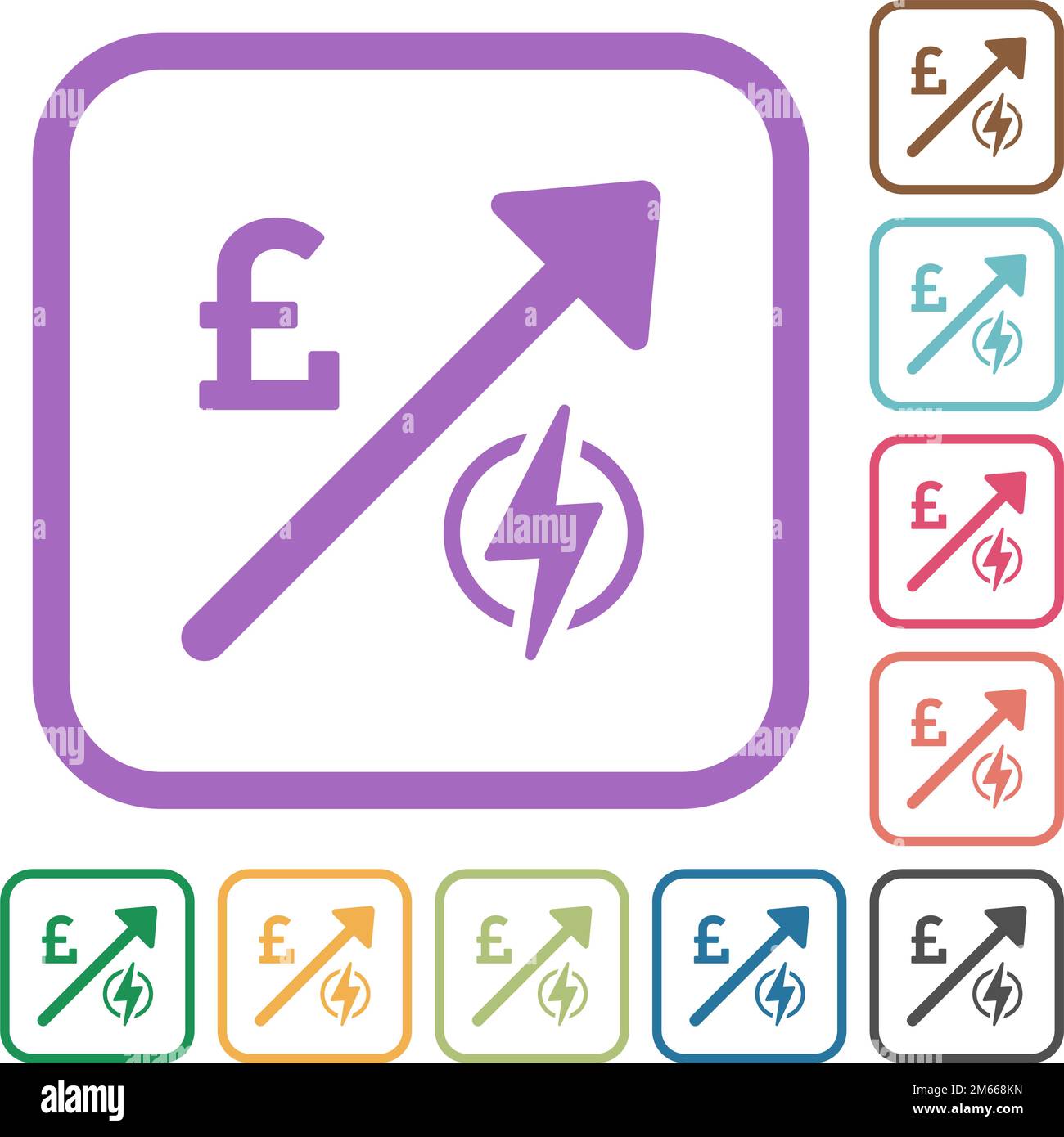 Rising electricity energy english Pound prices simple icons in color ...