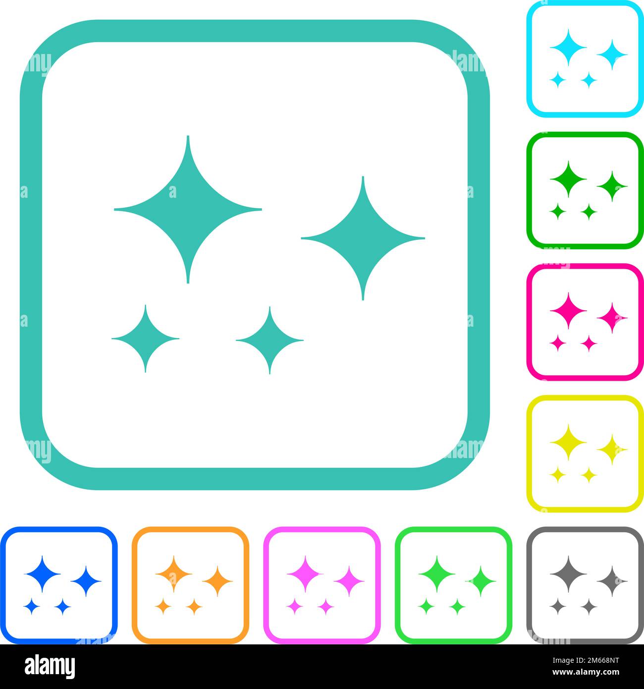 Glare stars solid vivid colored flat icons in curved borders on white ...