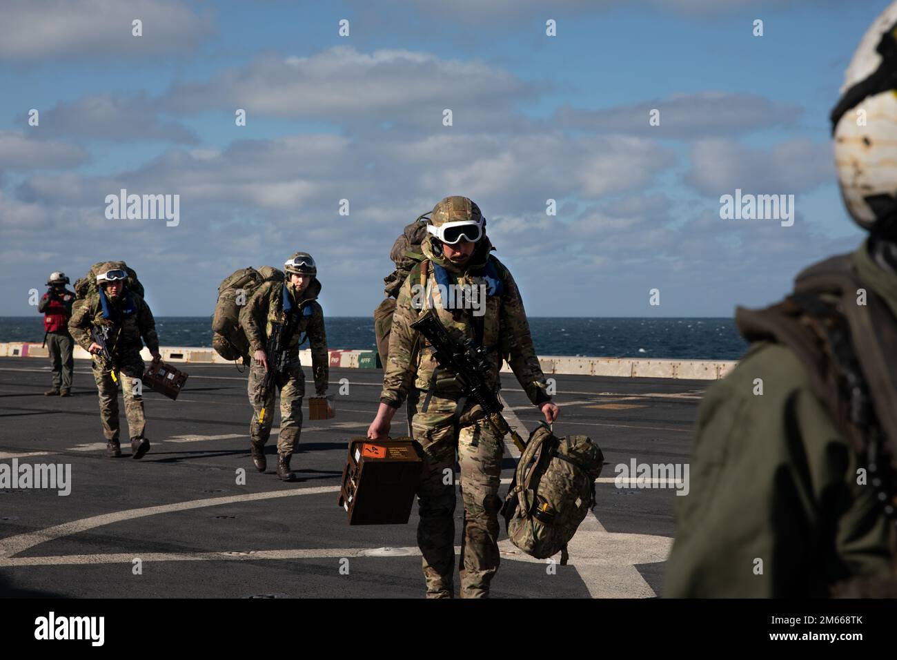 British Royal Marines with 42 Commando embark onto San Antonio-class ...