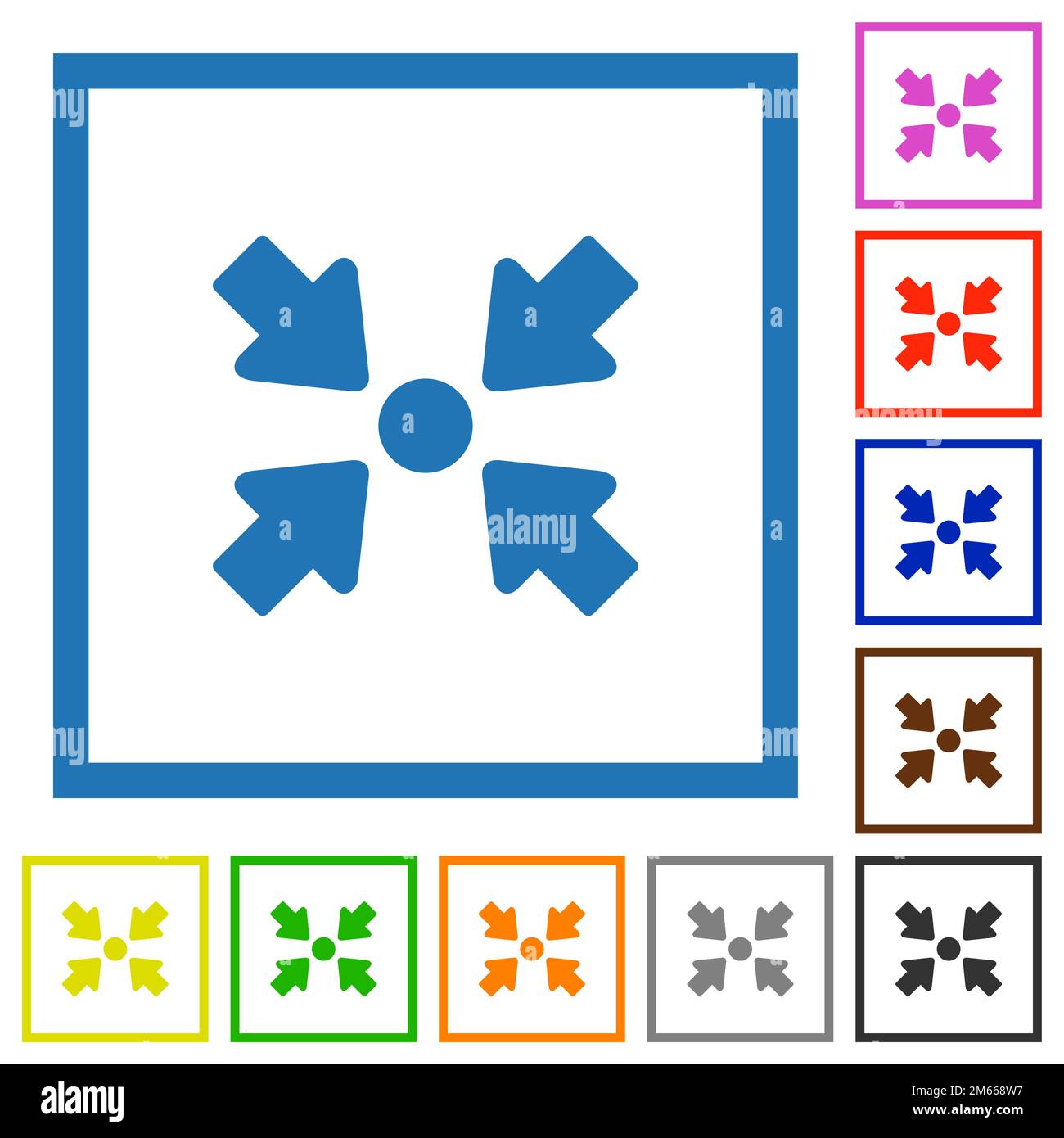 Centering object solid flat color icons in square frames on white ...
