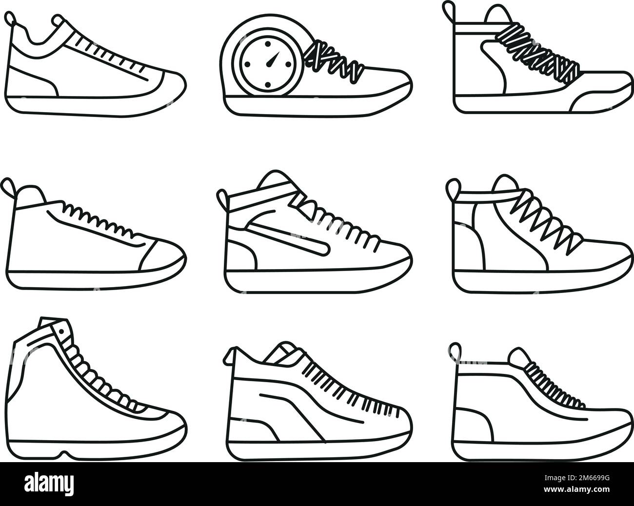 Sneaker Shoe Minimalistic Flat Line Outline Stroke Icon Pictogram ...