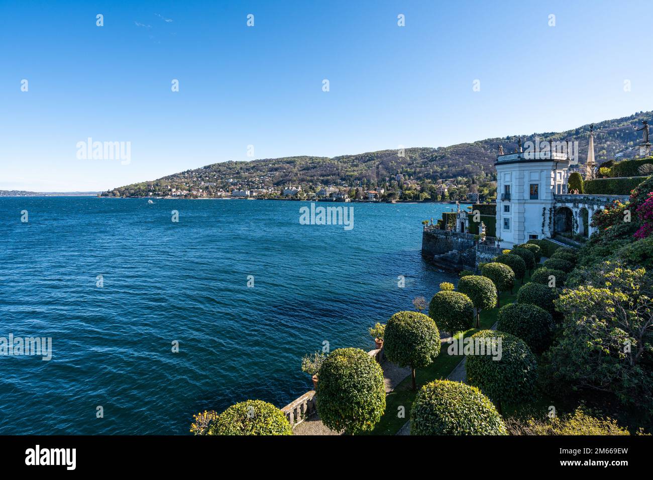 A scenic terrace of Isola Bella with gardens overlooking Lake Maggiore ...