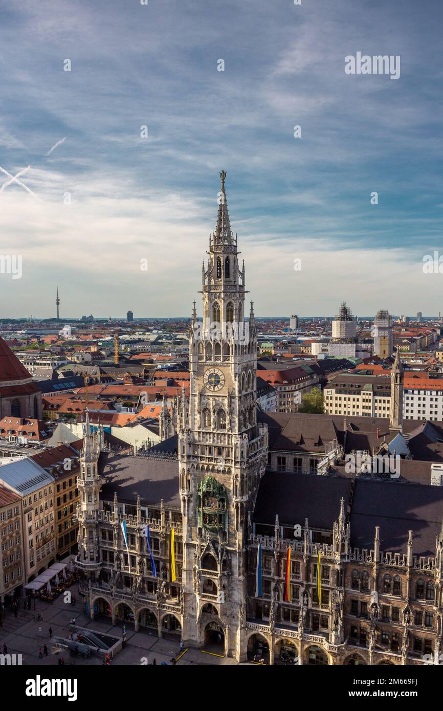 Aerial view on Marienplatz town hall in Munich, Germany Stock Photo - Alamy