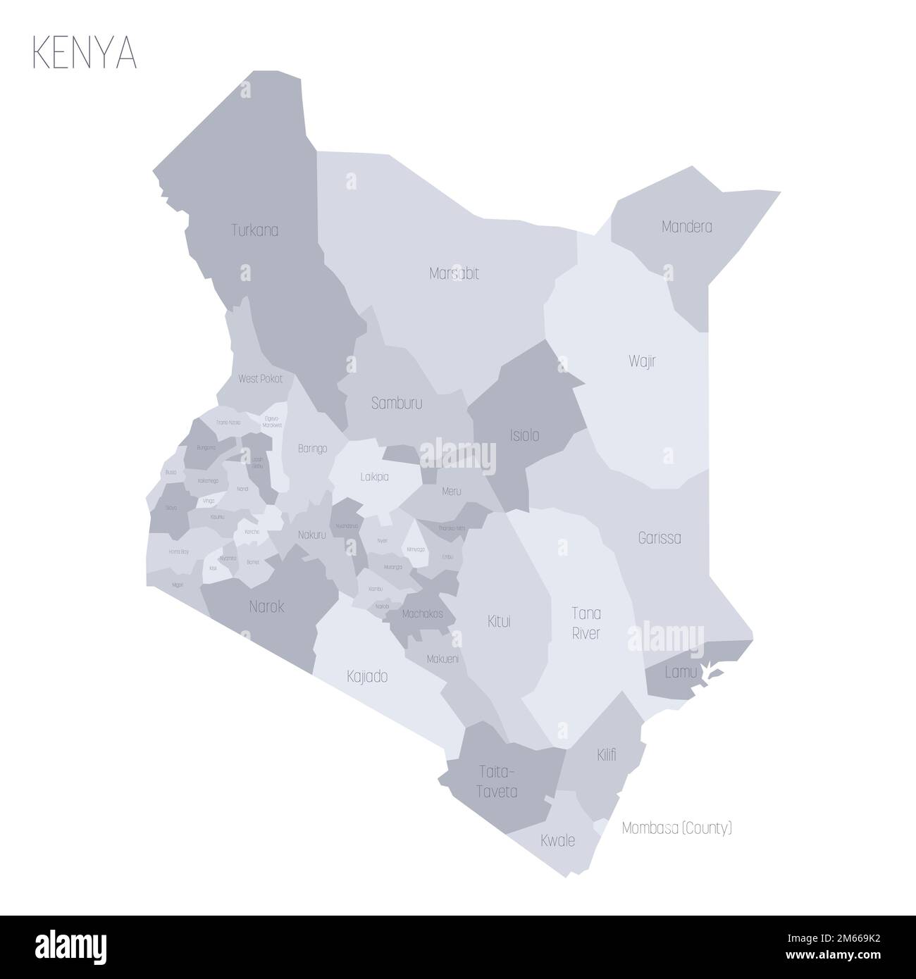 Kenya political map of administrative divisions - counties. Grey vector ...