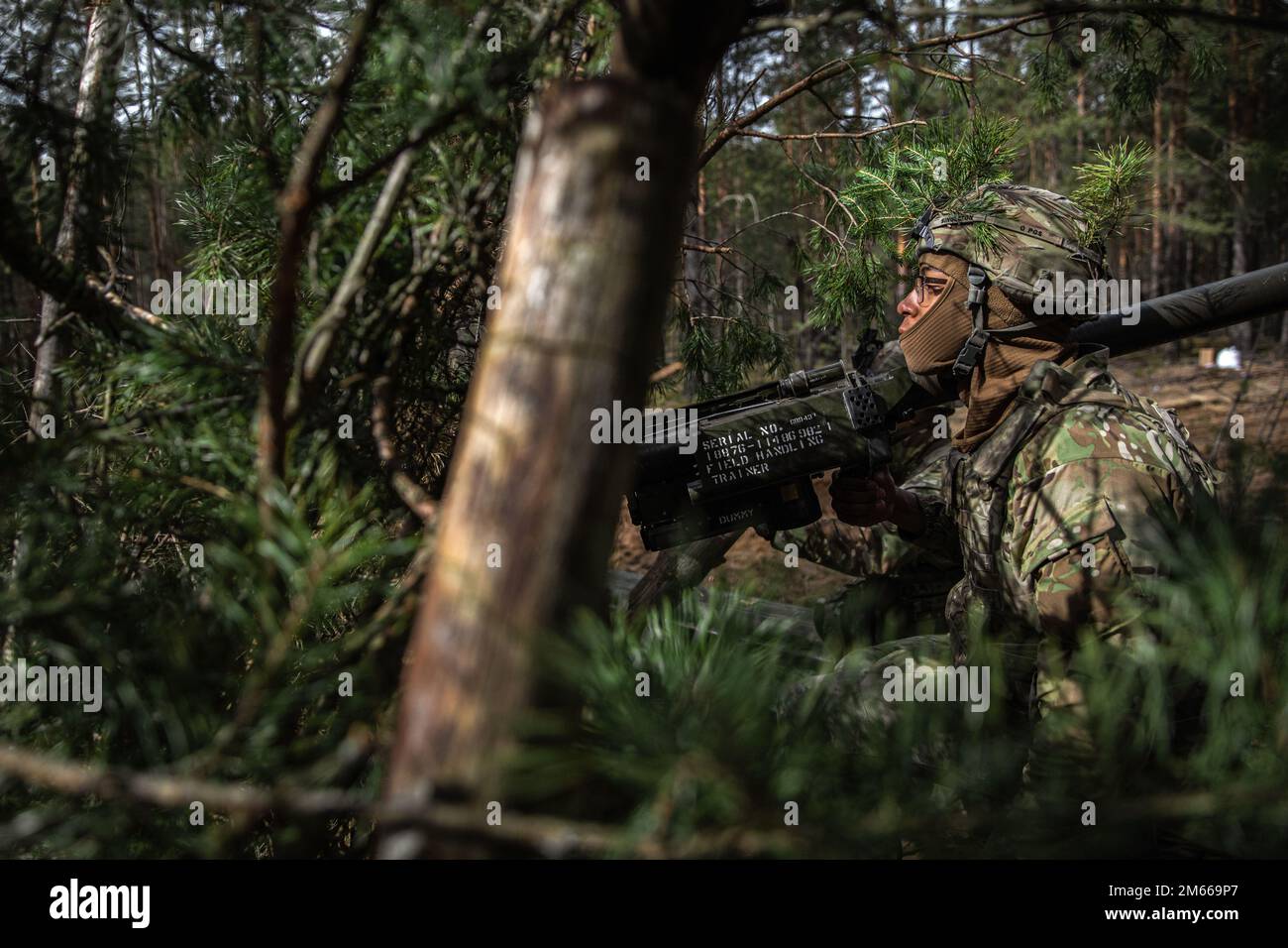 U.S. Army Pvt. Joshua Singleton, an air and missile defense crew member ...