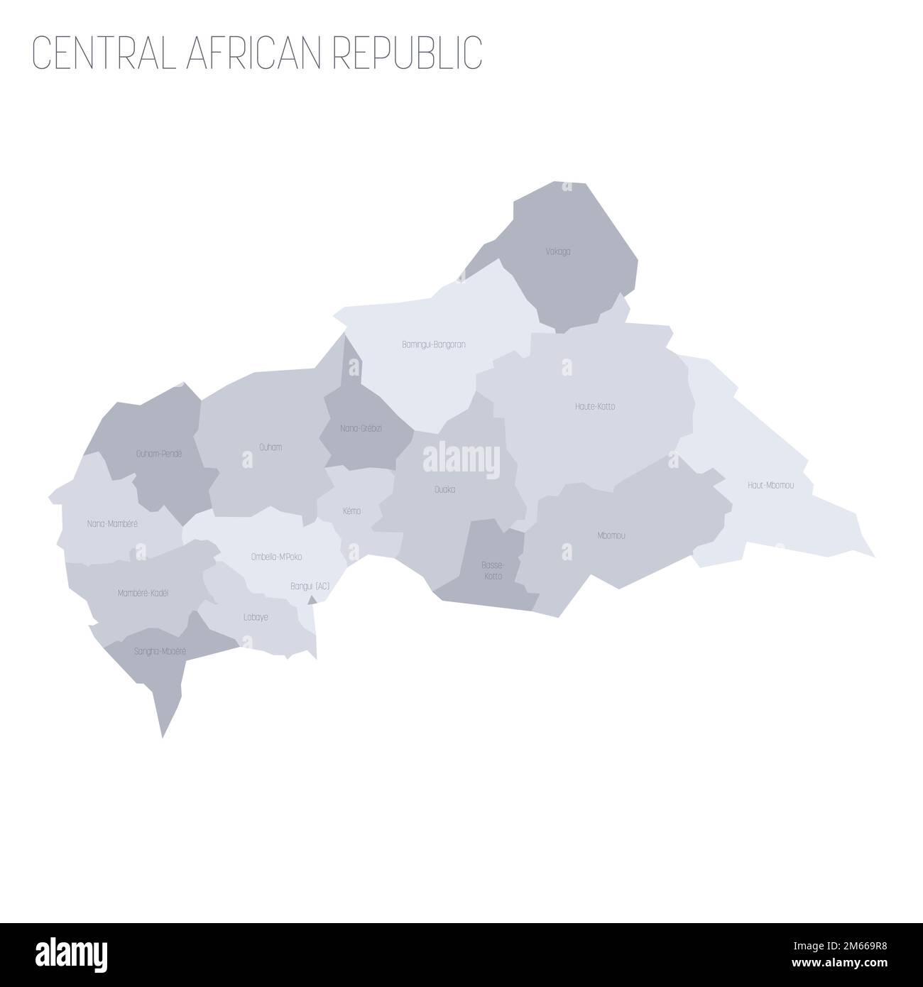 Central African Republic political map of administrative divisions ...