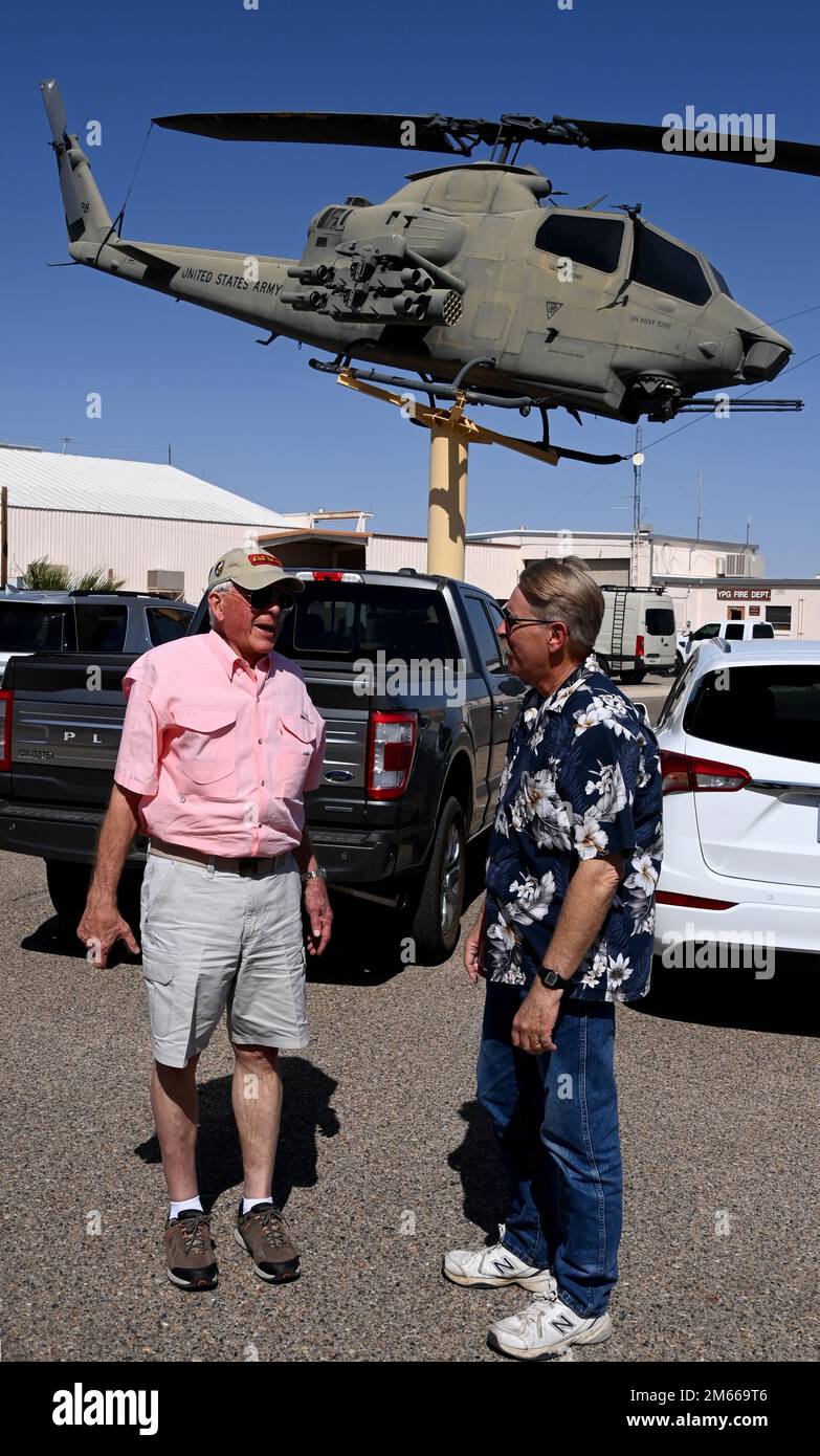 Vietnam-era Army Capt. Jim Mitschke (left) talks with U.S. Army Yuma ...