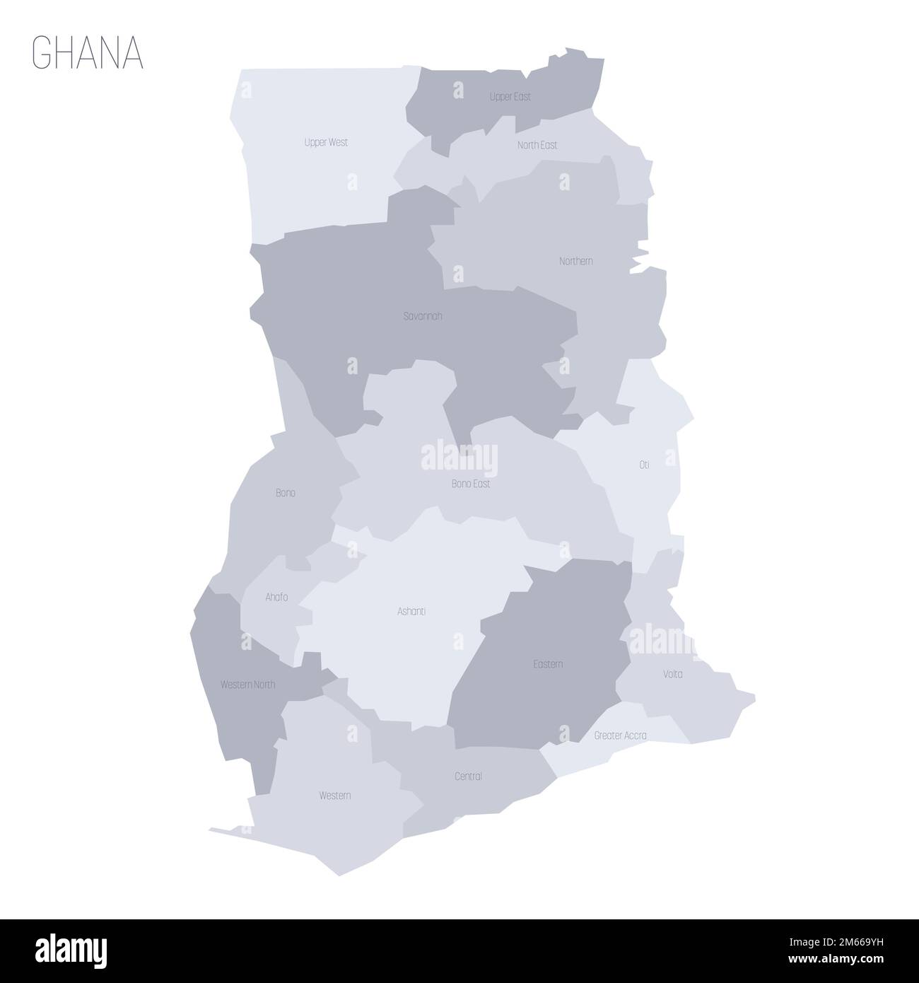 Ghana political map of administrative divisions - regions. Grey vector ...