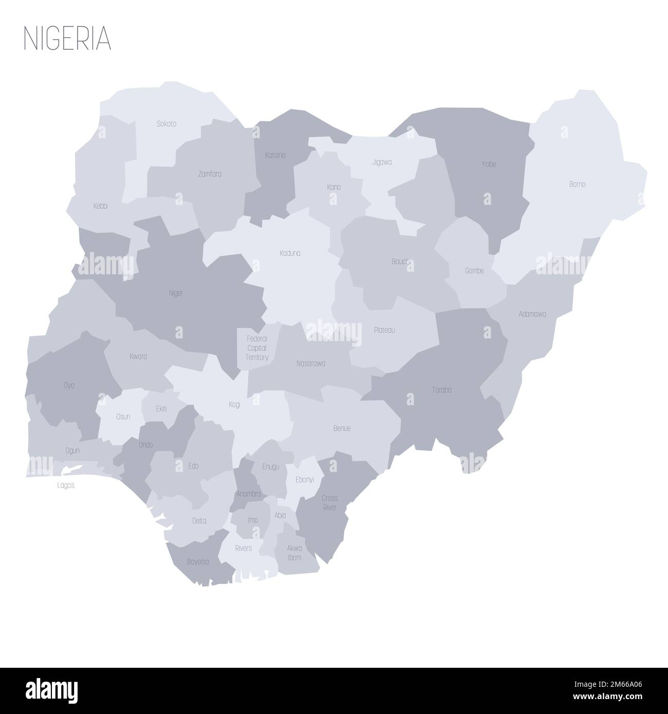Nigeria political map of administrative divisions - states and federal ...