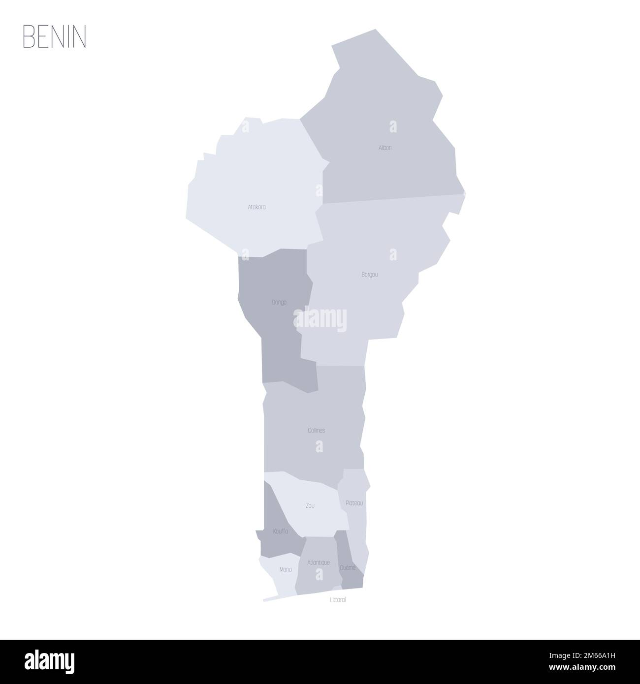 Benin political map of administrative divisions - departments. Grey ...