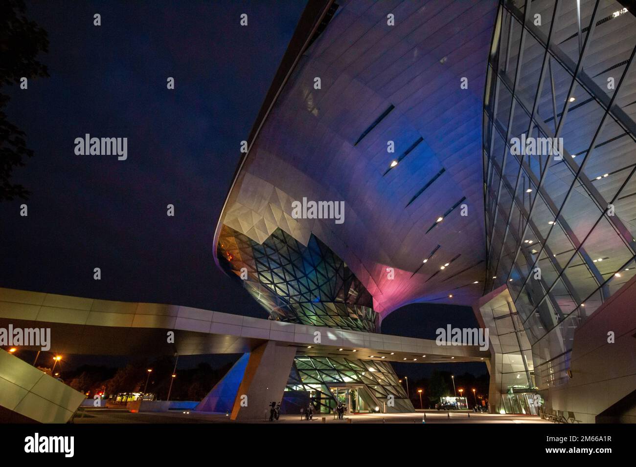 Modern Building with lights in Munich at night, Bavaria, Germany Stock ...
