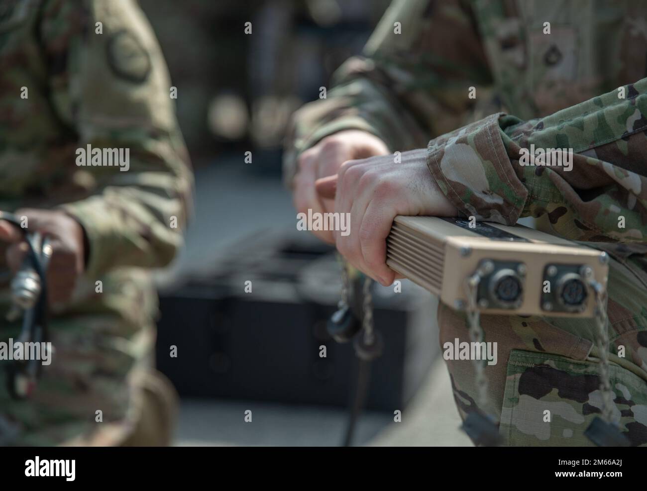 U.S. Army Soldiers assigned to 25th Transportation Battalion, set up an ...