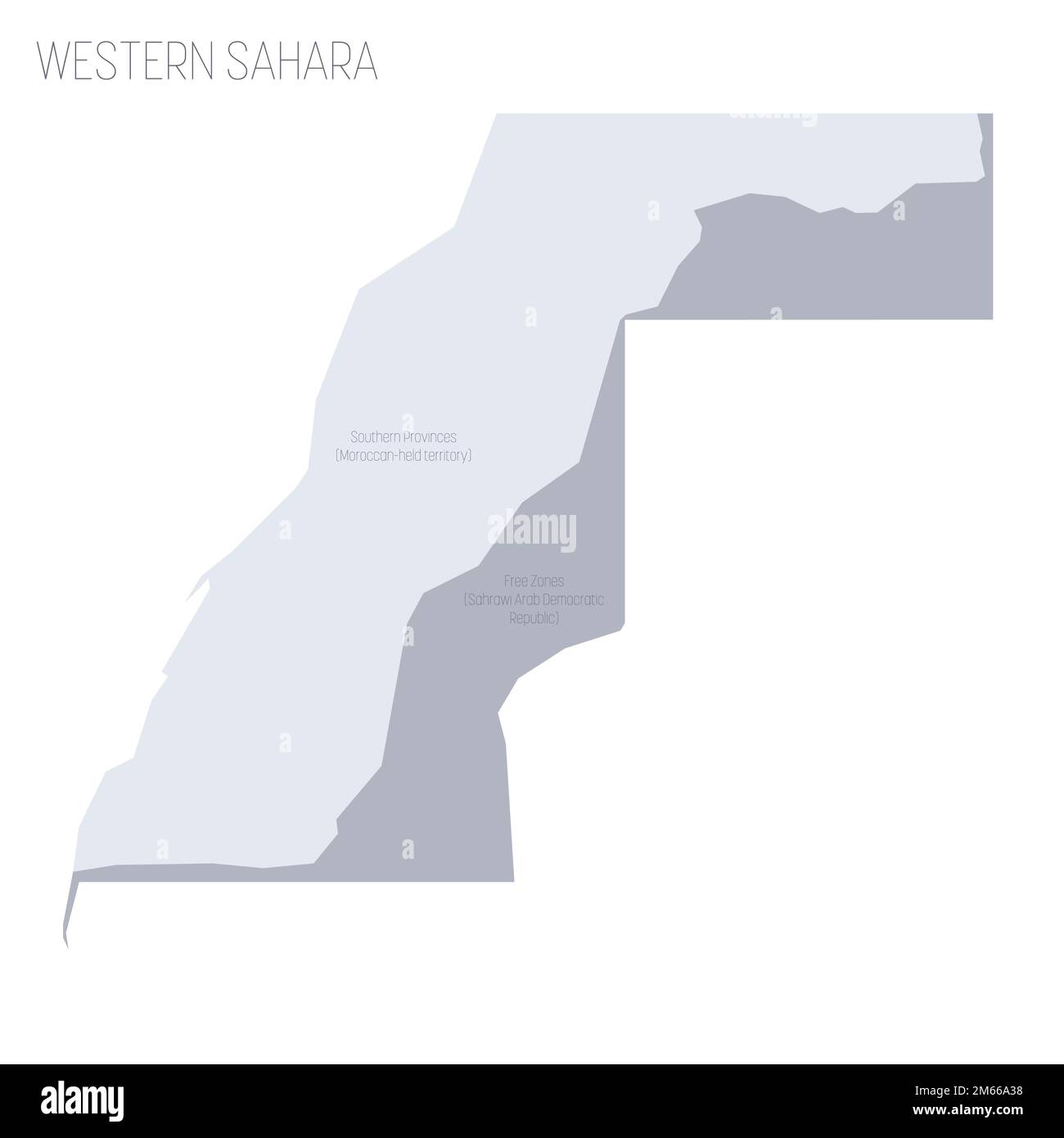 Western map of land divided between Morocco and Sahrawi Arab Democratic ...